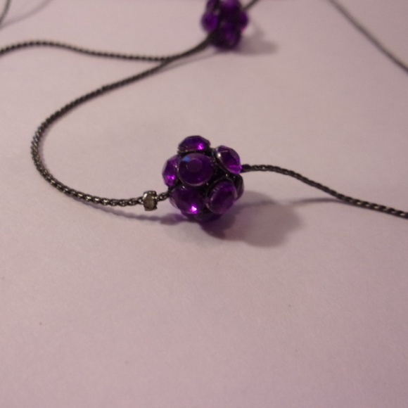 Jewelry | Floating Purple Rhinestone Ball Bead Necklace | Poshmark